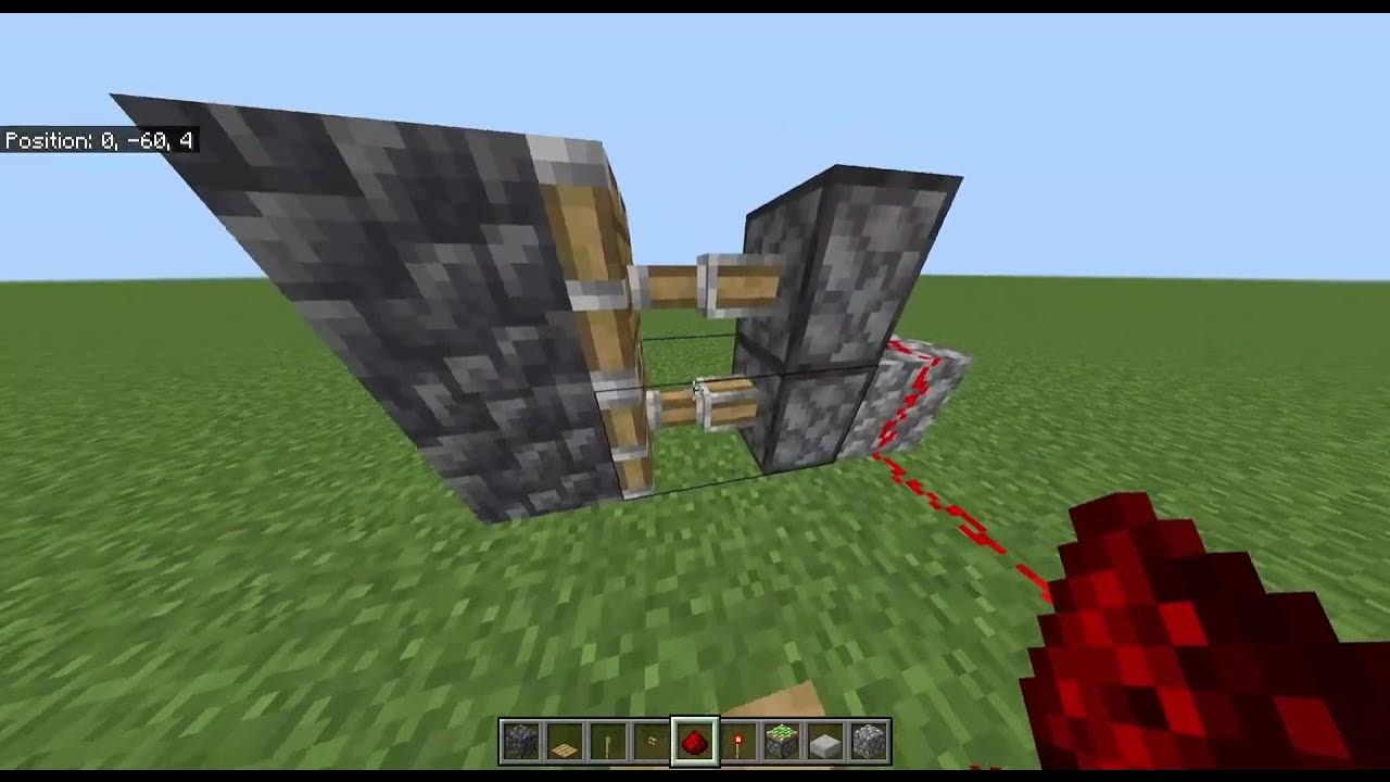 how to make a 2x1 redstone door in minecraft bedrock - YouTube