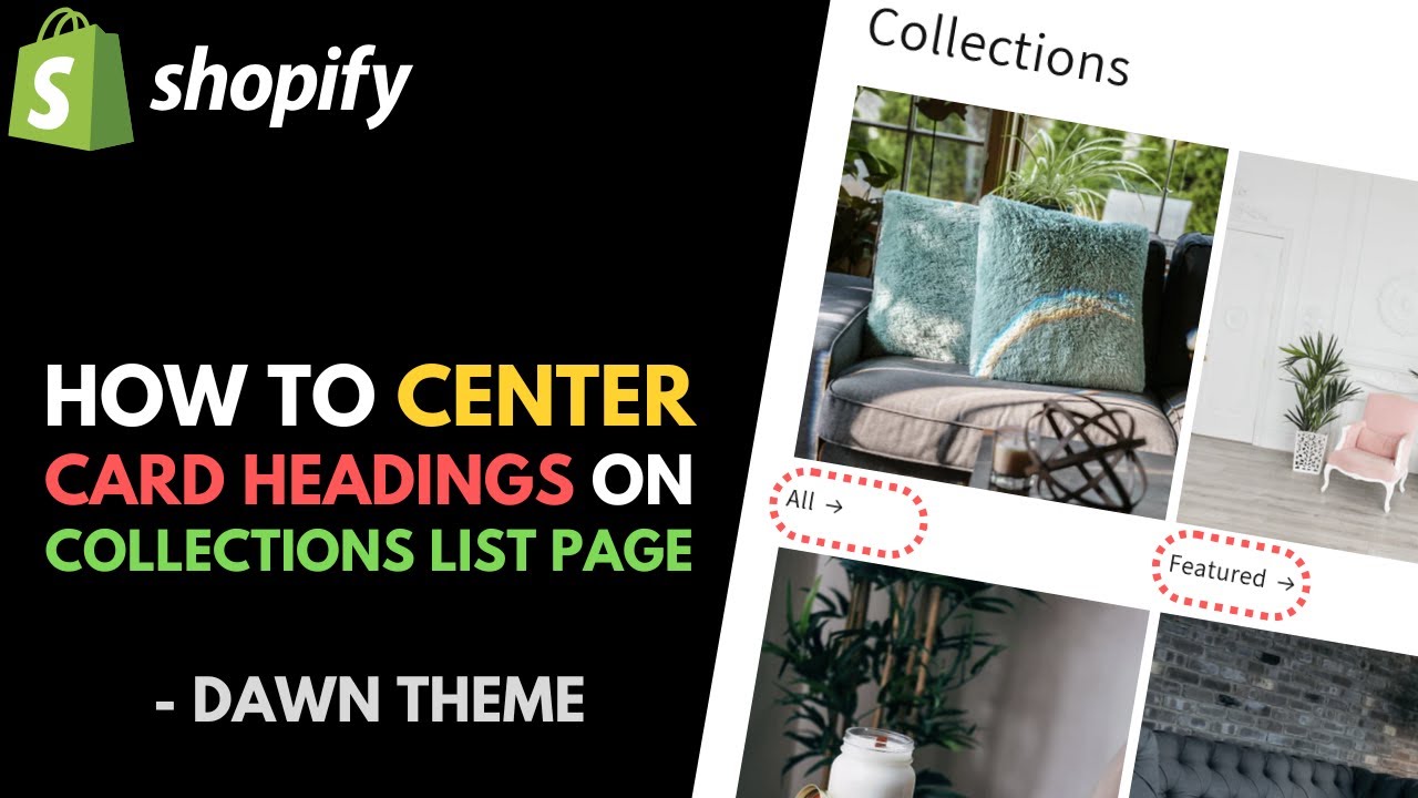Shopify Dawn Theme: How to Center Card Headings on the Collections List Page - YouTube