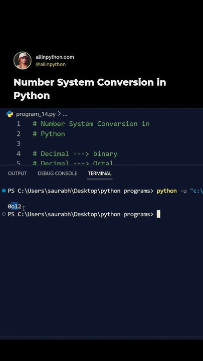number system conversion in python #pythontricks #coding #python3 #pythonlanguage - YouTube