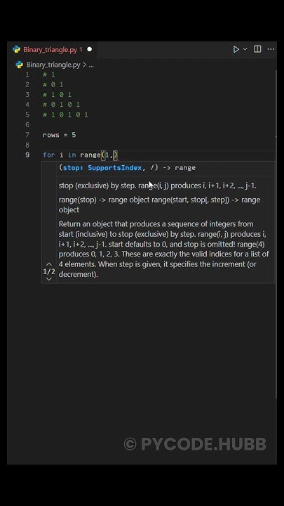 Binary Triangle Pattern in Python #python3 - YouTube
