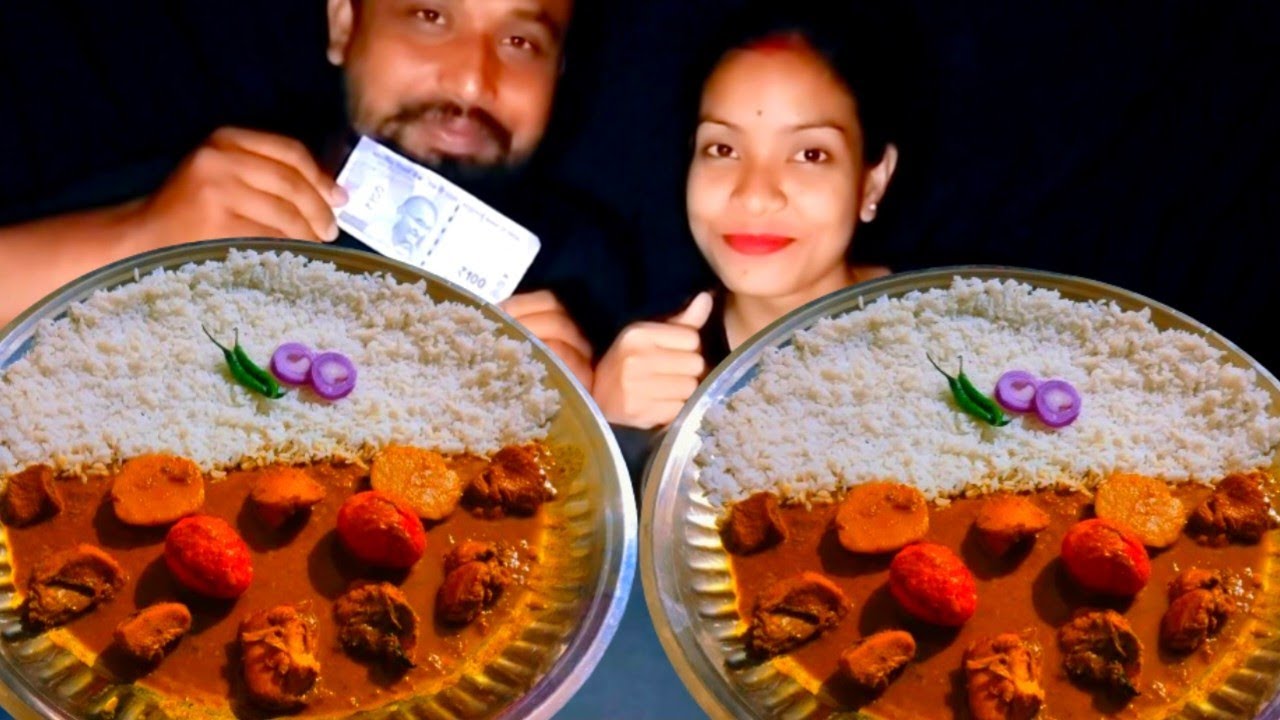 chicken curry, egg curry, rice eating challenge | eating competition ...