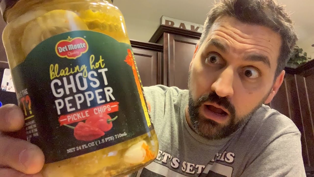 Super Hot Ghost Pepper Pickle Chips by Del Monte!!! - YouTube