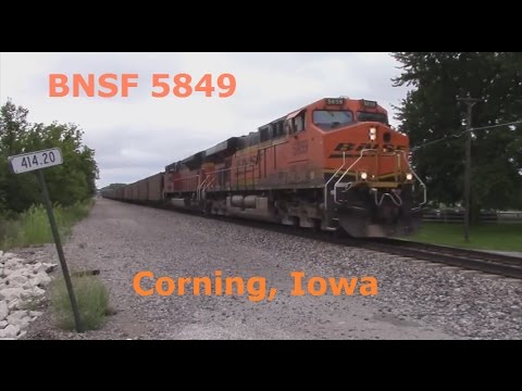 BNSF 5859 ES44AC with an awesome K5HL leads an Eastbound coal rumbling through Corning, Iowa ...