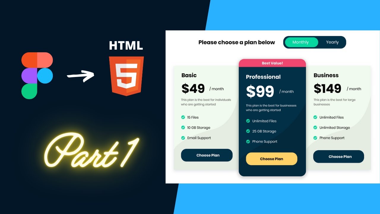 How To Design A Pricing Table | Figma To HTML | Figma Design - YouTube