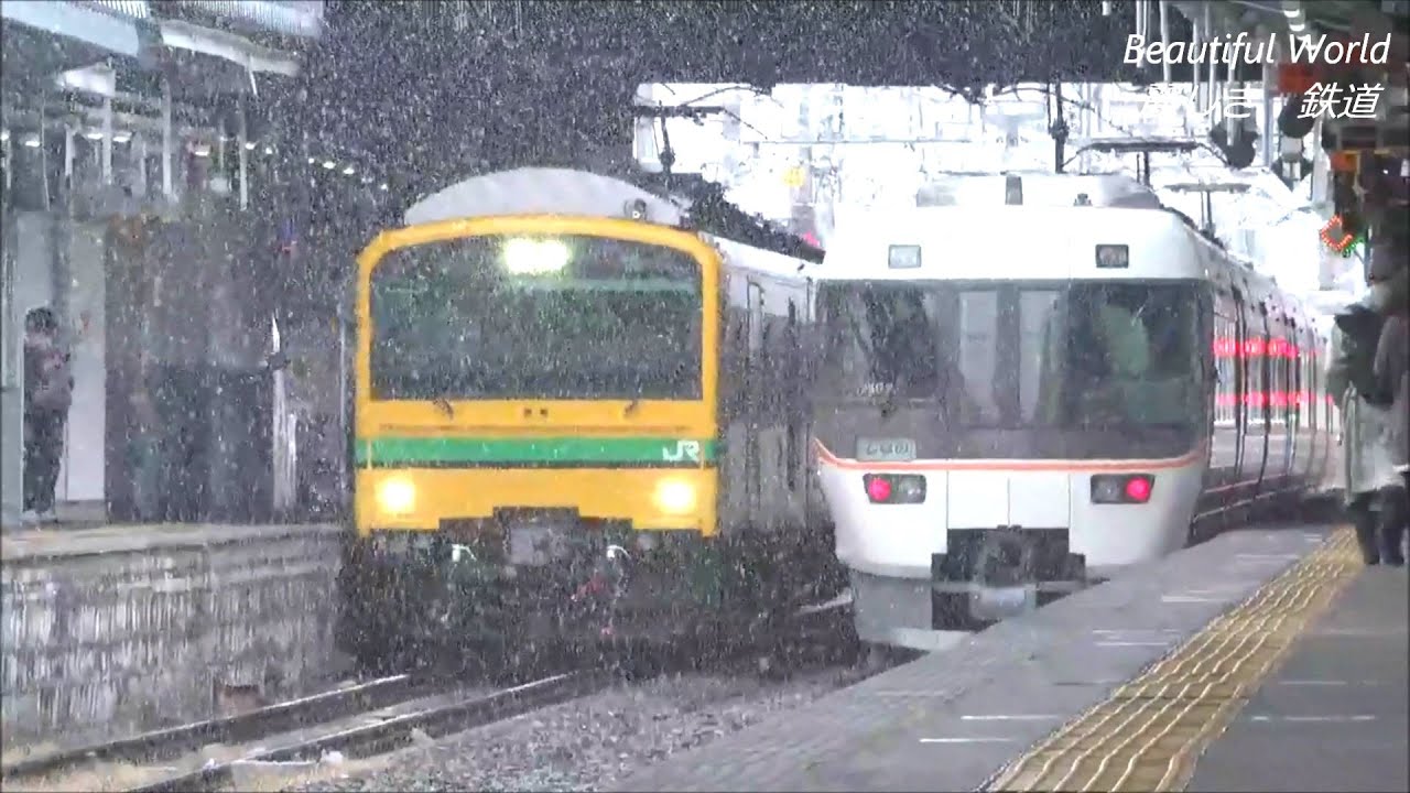 209系トタ82編成を配給したE493系02編成 返却回送途中 特急「しなの」「あずさ」が発着する雪の松本駅に現る！特急退避後所属先尾久車両センターに向け発車！2025.2.2 panasd ...