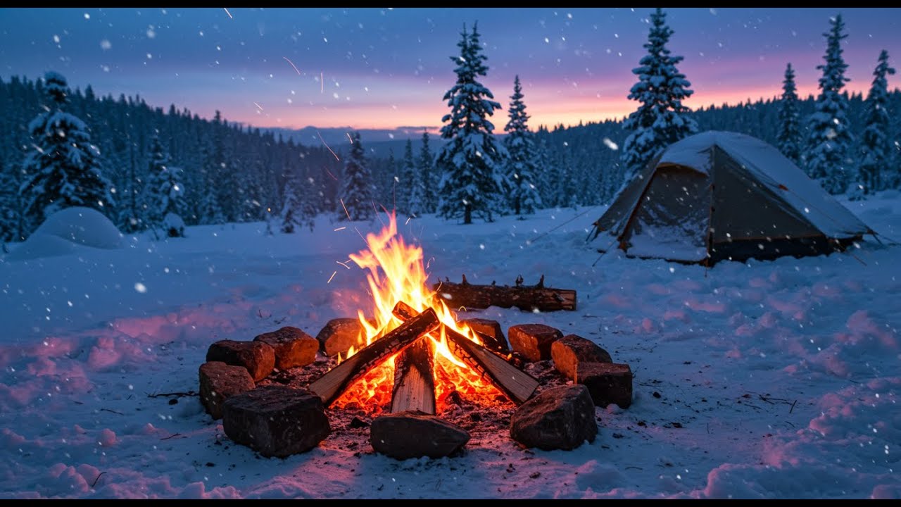 🔥 Cozy Campfire in the Winter Forest. Campfire Ambience with Crackling Fire Sounds - YouTube