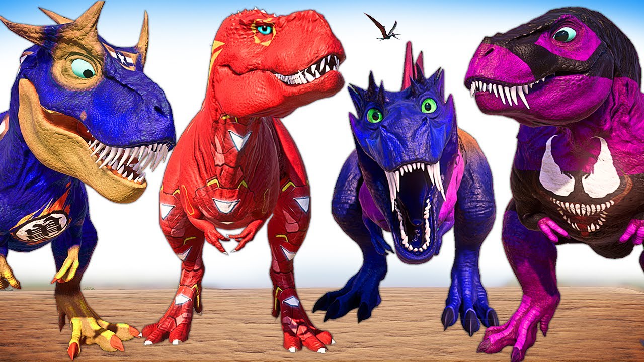Carnage Tarbosaurus Vs Falcon V-REX & Zilladominus T-REX Jurassic World ...