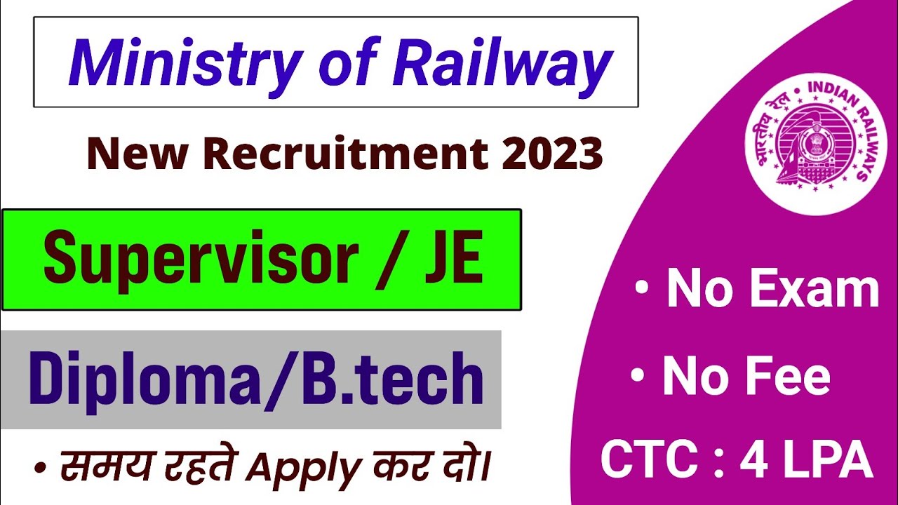 Ministry Of Railway (Junior Engineer, Supervisor) Notification OUT😍 ...