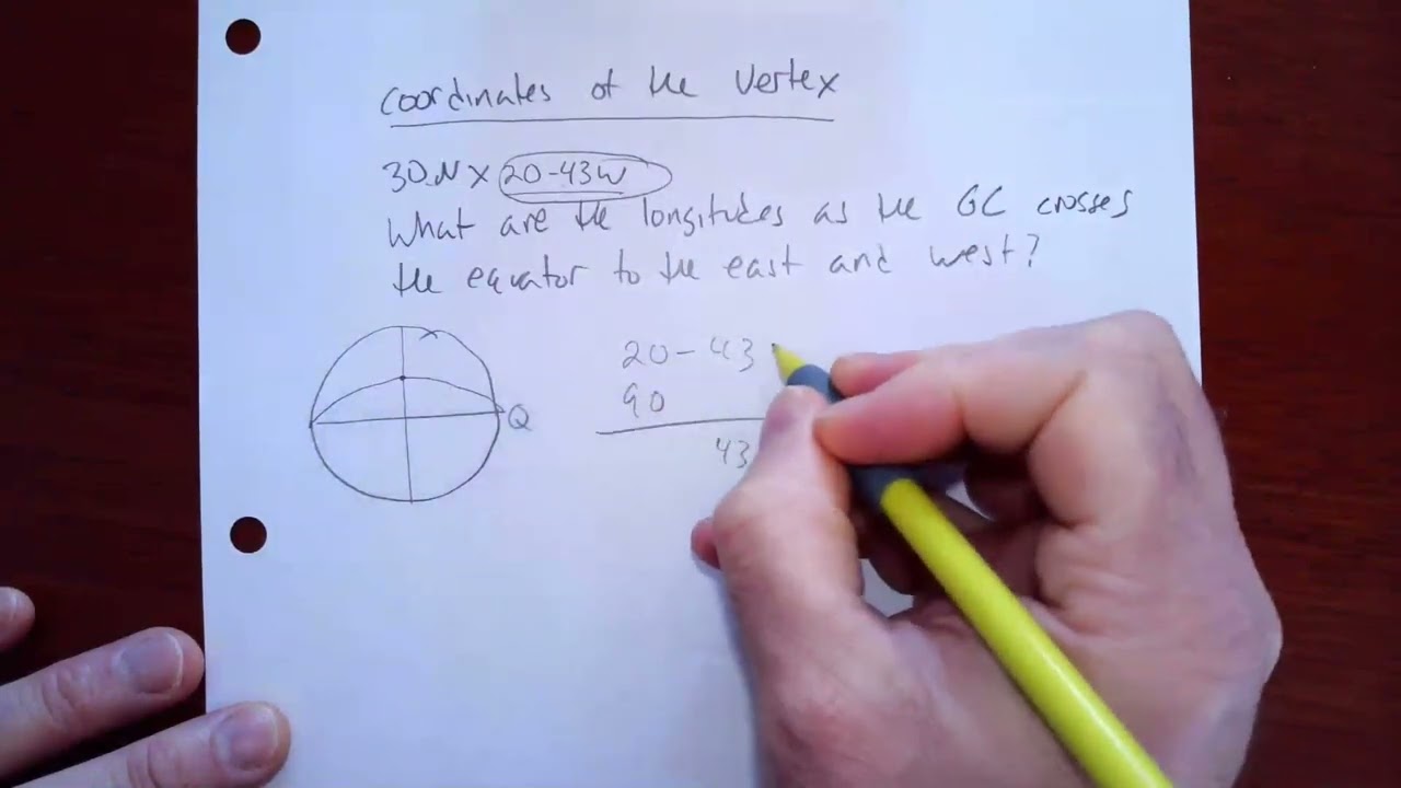 Determine Longitudes where a Great Circle will cross the Equator given ...