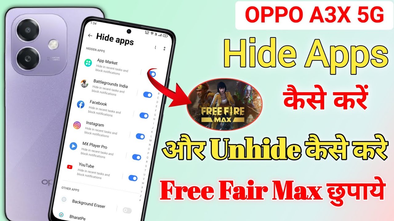 How to hide apps in Oppo a3x/Oppo a3x app hide/app hide setting/ oppo ...