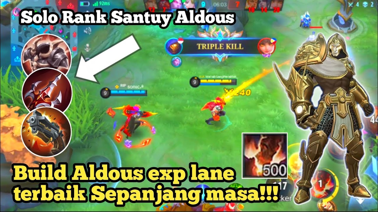 Solo rank Santuy push mitik Honor!! Aldous exp Lane Gameplay+Build ...