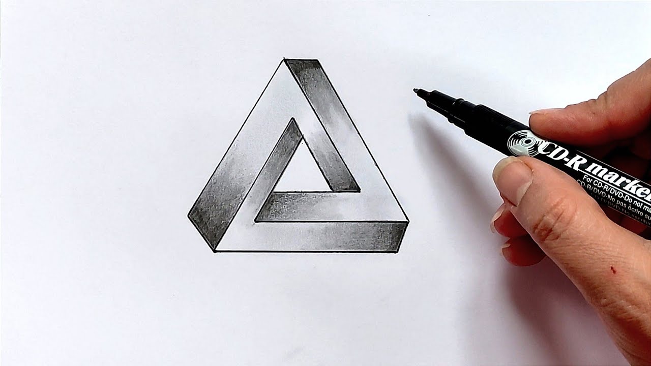 How to Draw A Simple Optical Illusion | The Impossible Triangle 3d ...