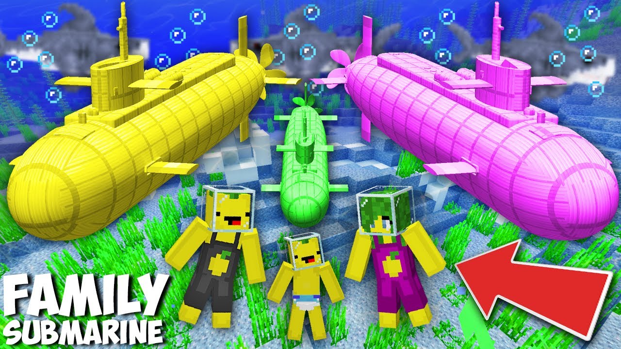 My family BUILD SUBMARINE HOUSE UNDERWATER in Minecraft ! VEHICLE BASE ...