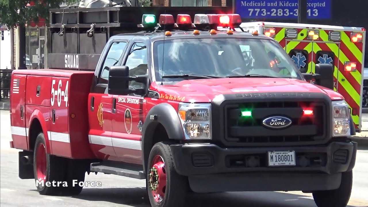 Chicago Fire Dept 5-6-4 (Spare Squad 2A) & Squad 2 Responding - YouTube
