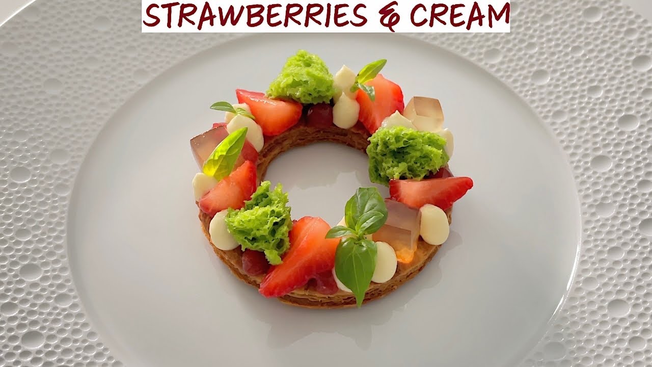 Fine Dining Strawberries & Cream Dessert with Basil and Jasmine Tea ...