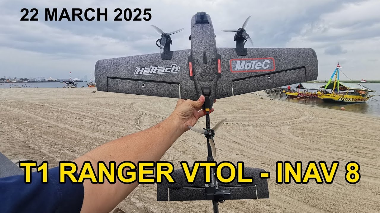 T1 Ranger DIY VTOL - INAV8 - A short FPV flight at Ancol Beach - YouTube