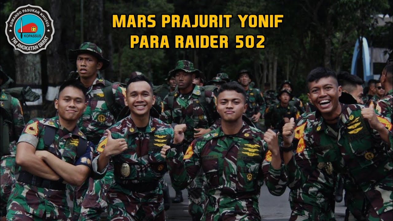 MARS PRAJURIT YONIF PARA RAIDER 502 KOSTRAD TNI AD - YouTube