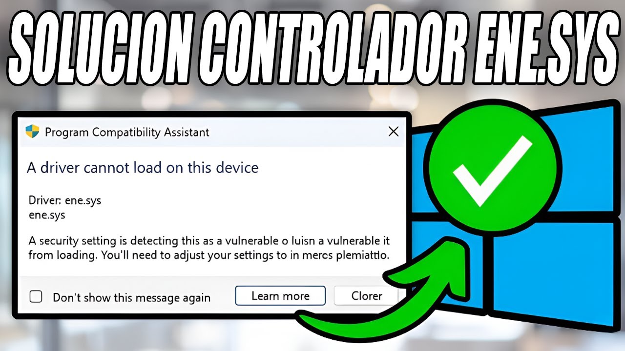 Cómo Solucionar que el Controlador no se Pueda Cargar en este Dispositivo (ene.sys) - YouTube