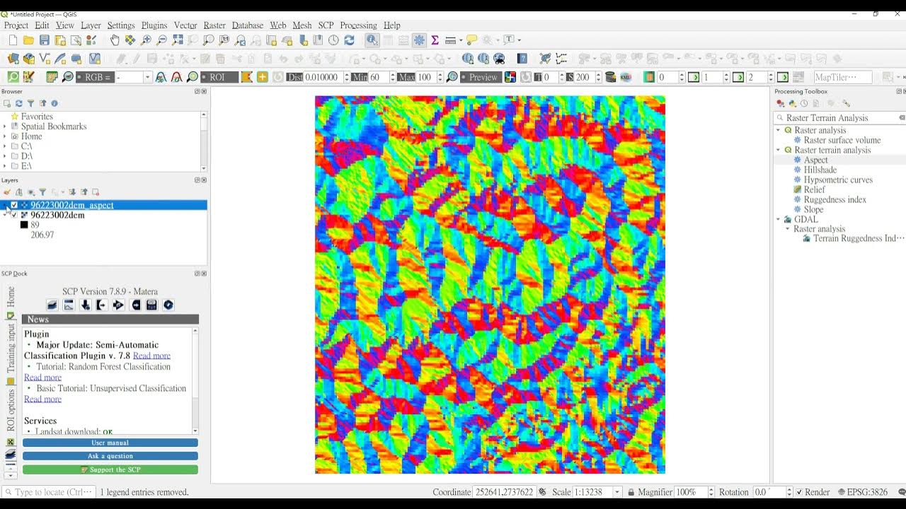 Raster Terrain Analysis (Aspect, Hillshade and Slope) Using QGIS - YouTube