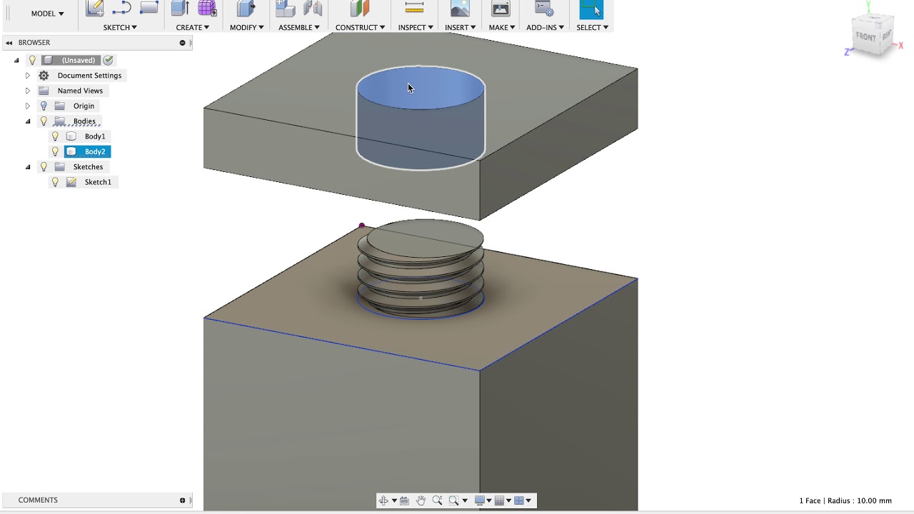 Fusion 360 make thread - YouTube