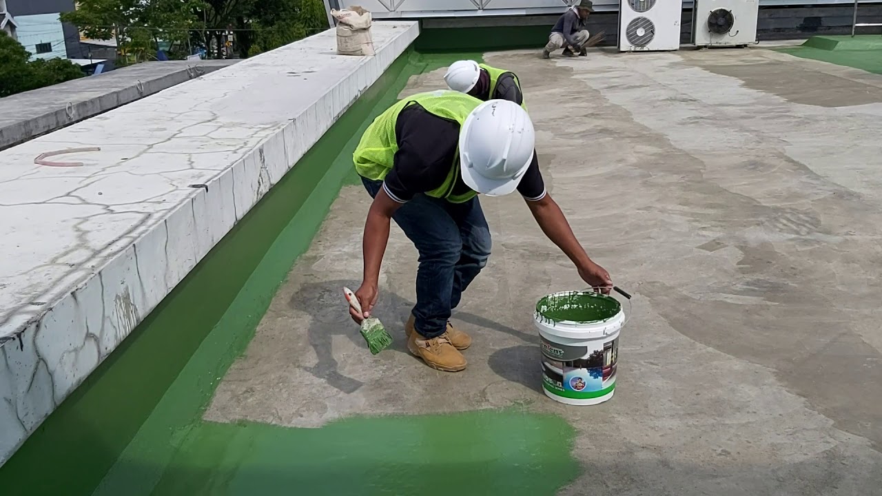 Aplikasi waterproofing top coat t200h by pentens - YouTube