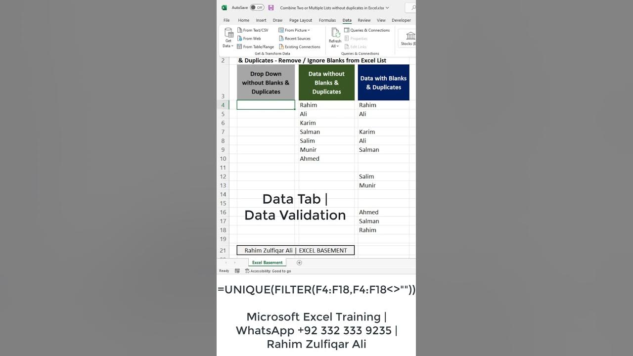 Excel Dynamic Drop Down List Without Blanks And Duplicates Shorts Shortvideo Youtube