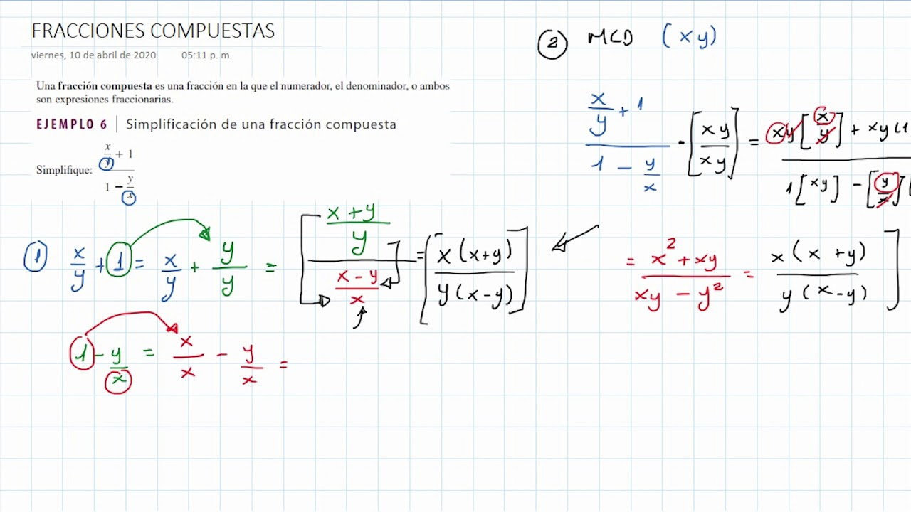 FRACCIONES COMPUESTAS | ALGEBRA | EJ 2 - YouTube