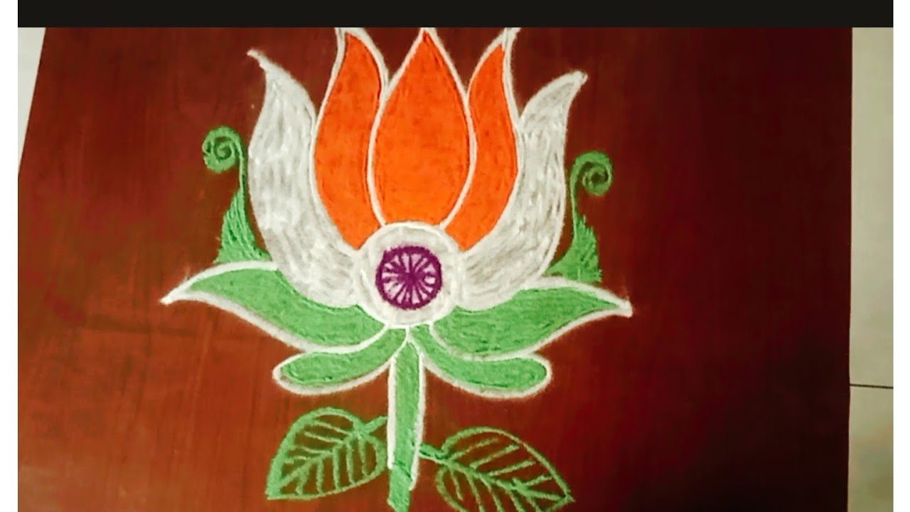 easy lotus tricolour rangoli for republic day #republicday #easyrangoli ...