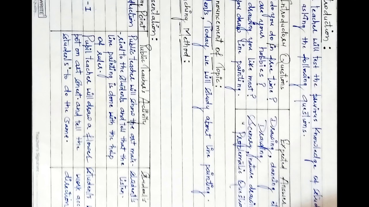 DELED || art education lesson plan 2020 only text #lessonplan # ...