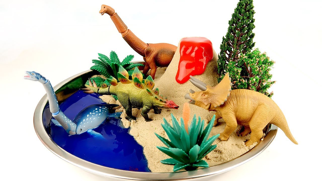 DIY VOLCANO ERUPTION with Lava. Learn Dinosaurs Volcano Science Kit for ...