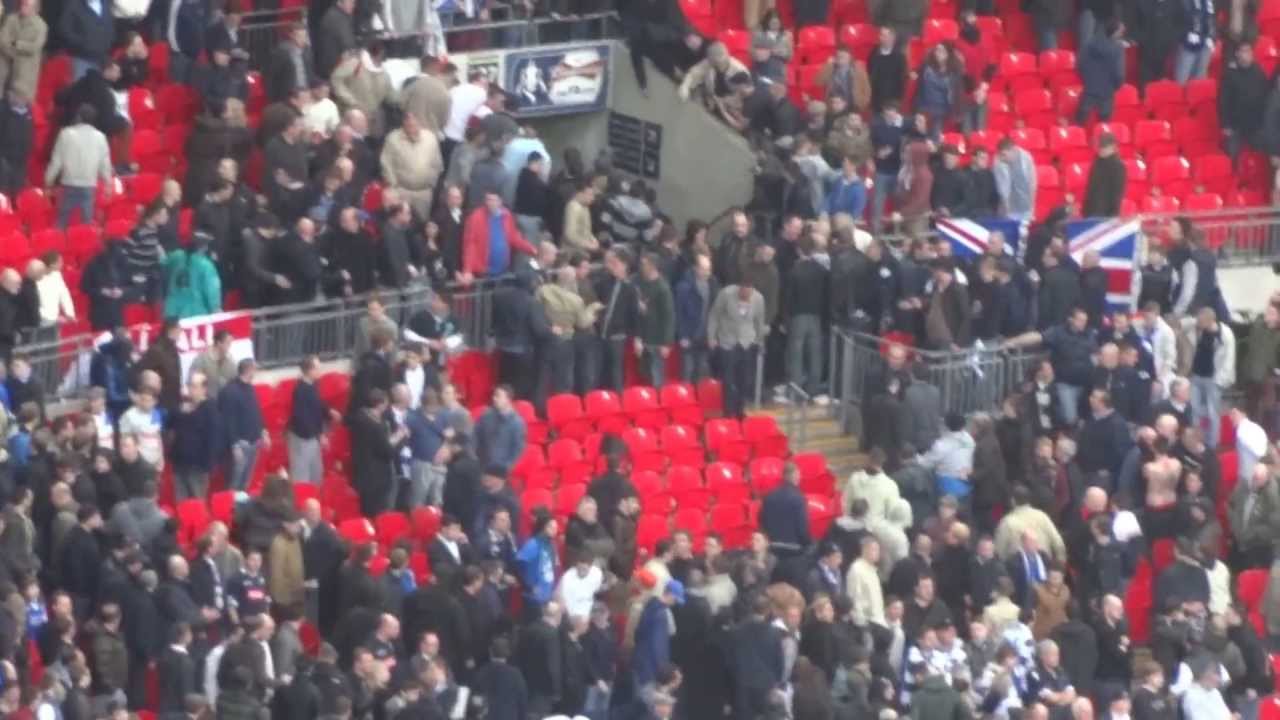 millwall fighting fa cup semi finals wembley stadium - YouTube