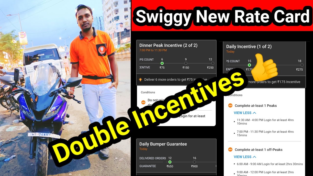 Swiggy delivery boy new rate card 👍 || Double Double Incentive 🔥 - YouTube