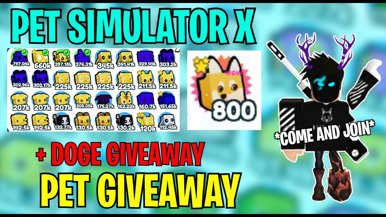 🔴ROBLOX PET SIMULATOR X PET GIVEAWAY + RARE DOGE GIVEAWAY🔴 - YouTube