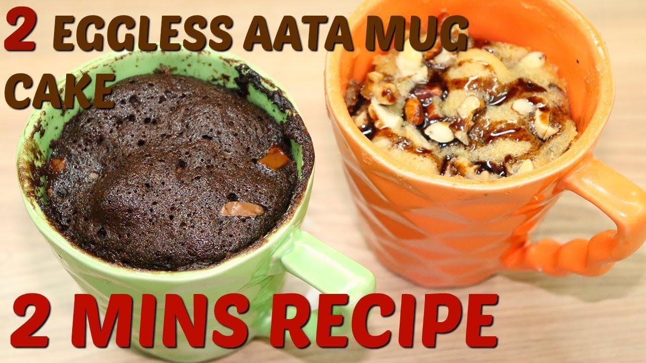Eggless Mug Cake- 2 मिनट में बनाये 2 तरह के आटा का हेल्दी Mug Cake||Eggless Mug Cake in ...