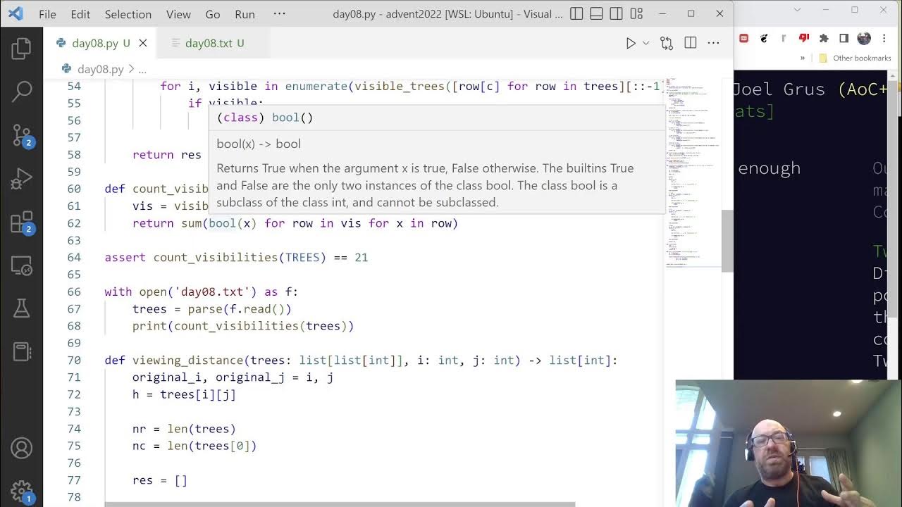 Joel Grus - Advent of Livecoding 2022 - Day 08 - YouTube