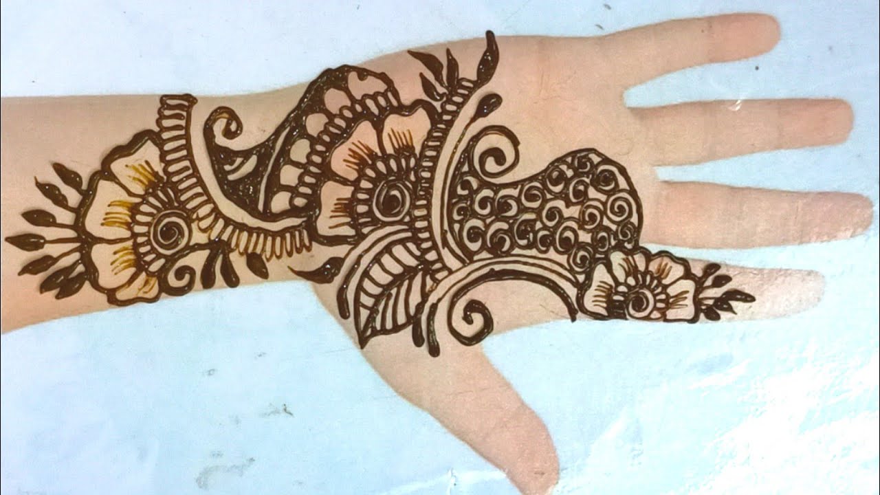 Easy mehndi design back hand/flower mehndi design back hand/ mehndi ...
