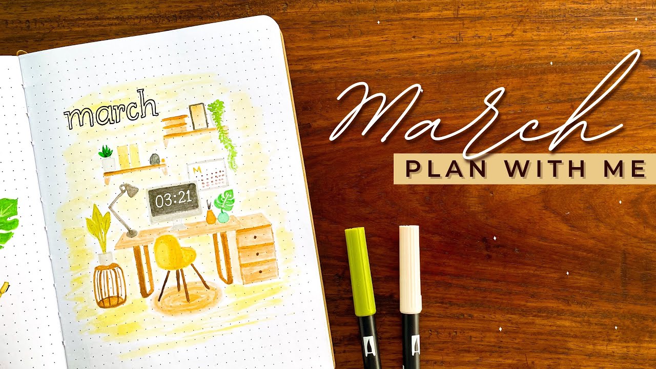 Bullet Journal Setup March 2021 • Desk / Workspace BuJo Theme • Plan ...