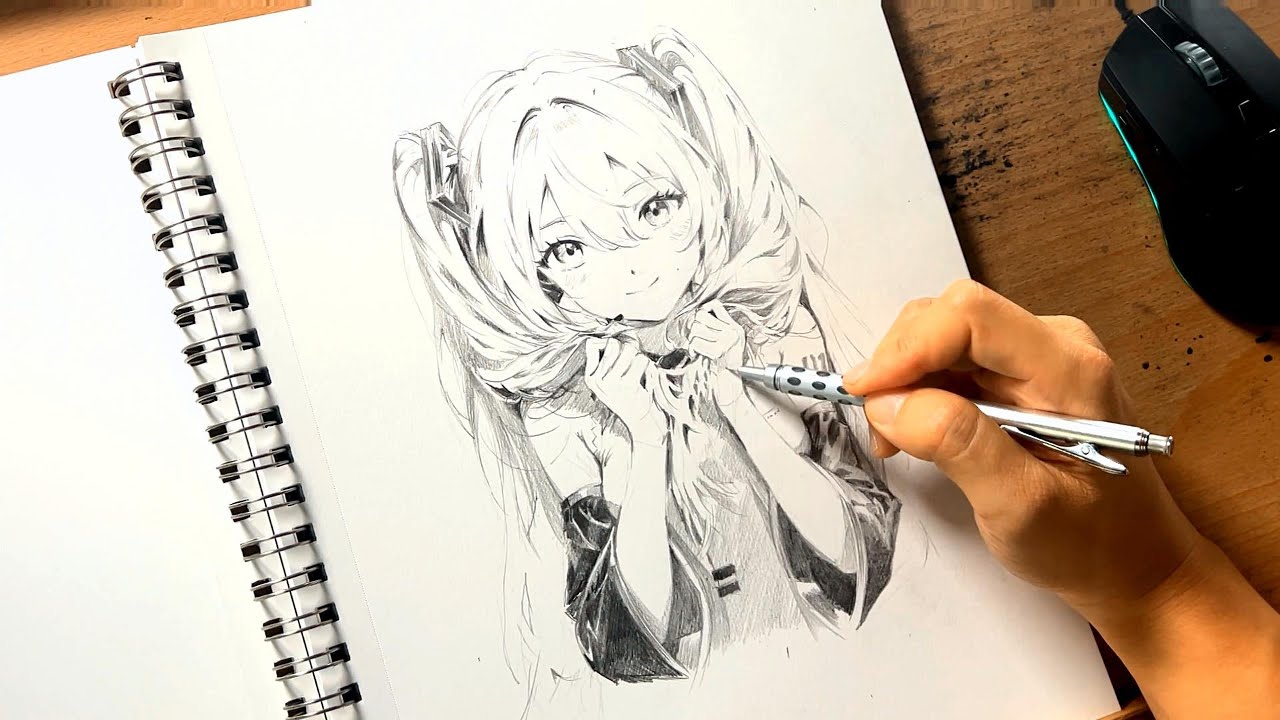 How to Draw Hatsune Miku | Full Drawing Process w/ Relax Music | No ...