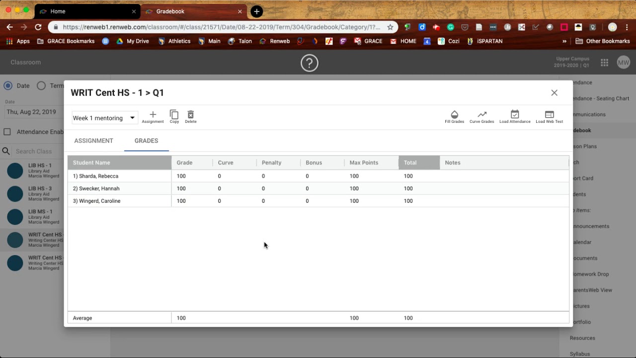 RenWeb at GRACE -- Gradebook - YouTube
