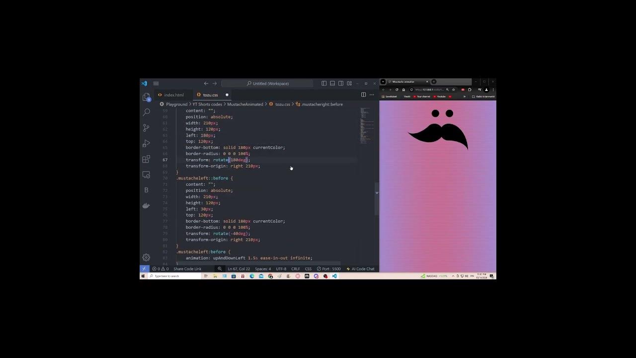 Mustache animation with HTML and CSS - YouTube