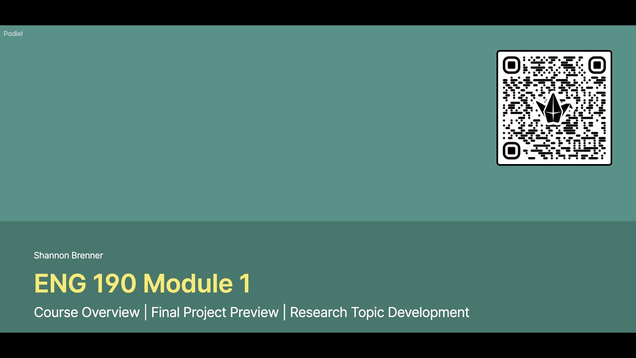 SNHU ENG190 Module 1 Overview - YouTube