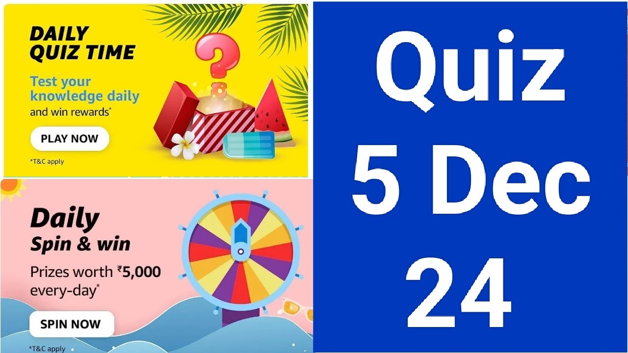 Daily Amazon Quiz Time//Daily Spin and Win Quiz 5 December 24 - YouTube