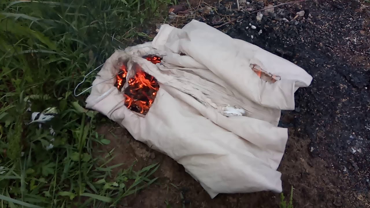 Half cut shiny nylon dress burning - YouTube