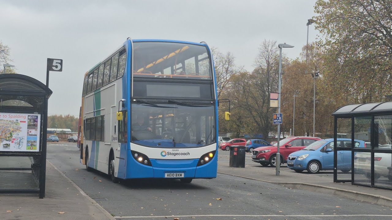 Stagecoach Peterborough 19599 departs Spalding Bus Station on a 37 to ...