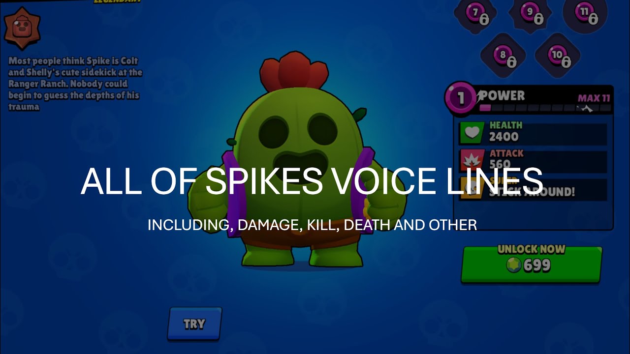 ALL OF SPIKES VOICE LINES (BRAWL STARS) - YouTube