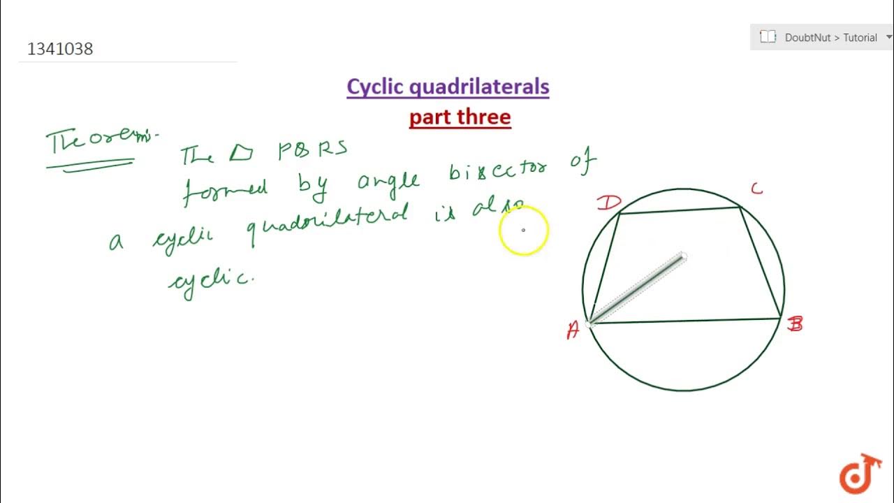 The quadrilateral formed by angle bisectors of a cyclic quadrilateral is also cyclic. - YouTube