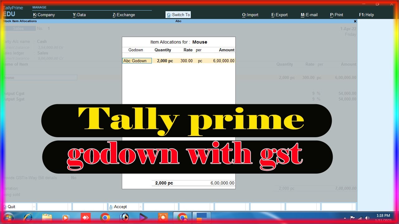 tally prime godown creation | tally prime godown wise stock | tally prime godown |tally prime ...