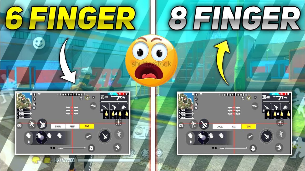 Free Fire 6 Finger Vs 8 Finger Handcam | Best Hud Setting And Finger ...