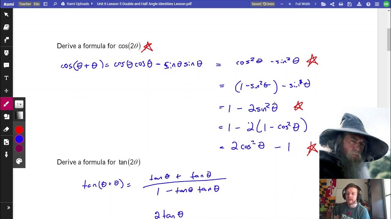 Precalculus B /// Unit 6 Lesson 5 Double and Half Angles Identities ...