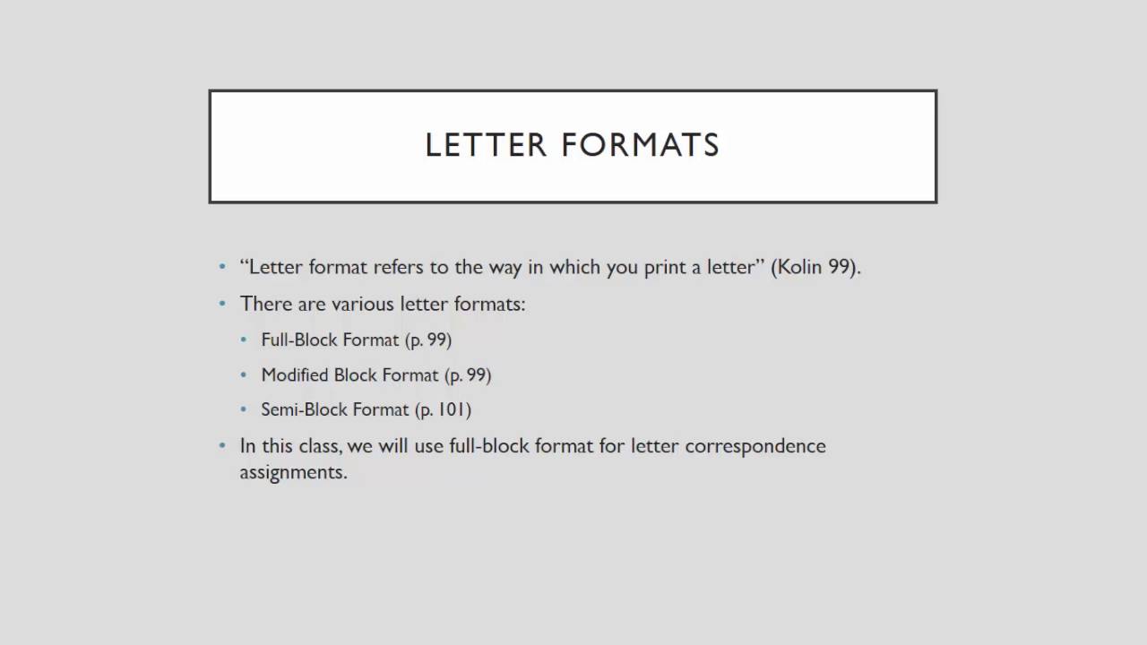 Preparing Correspondence - Letters - YouTube